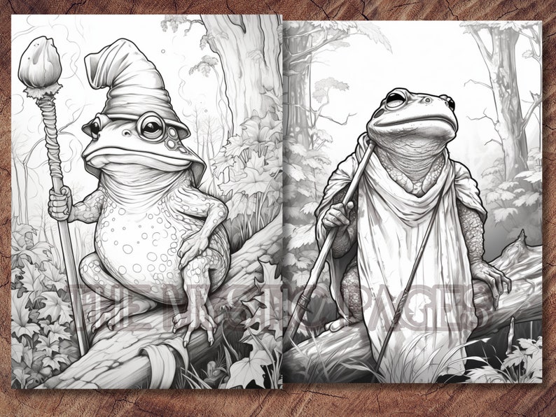 40 Wizard Frogs Coloring Pages Book, Druid Coloring, Fantasy Frog, Gift ...