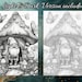 50 Gnome Fairy House Coloring Book Page, Adults Kids Grayscale Coloring ...
