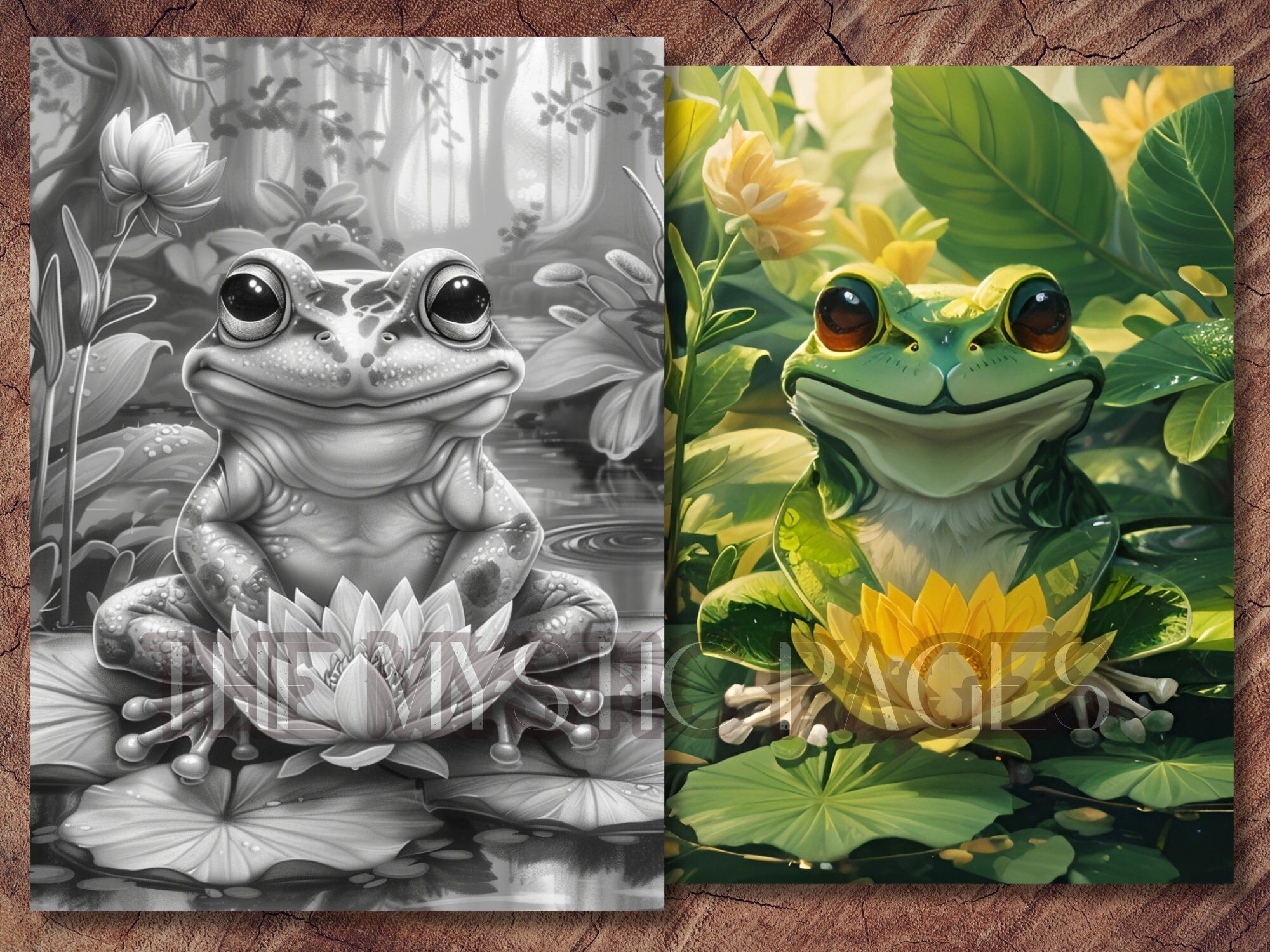 35 Cute Cottagecore Frogs Coloring Book Collection | Frog Grayscale ...
