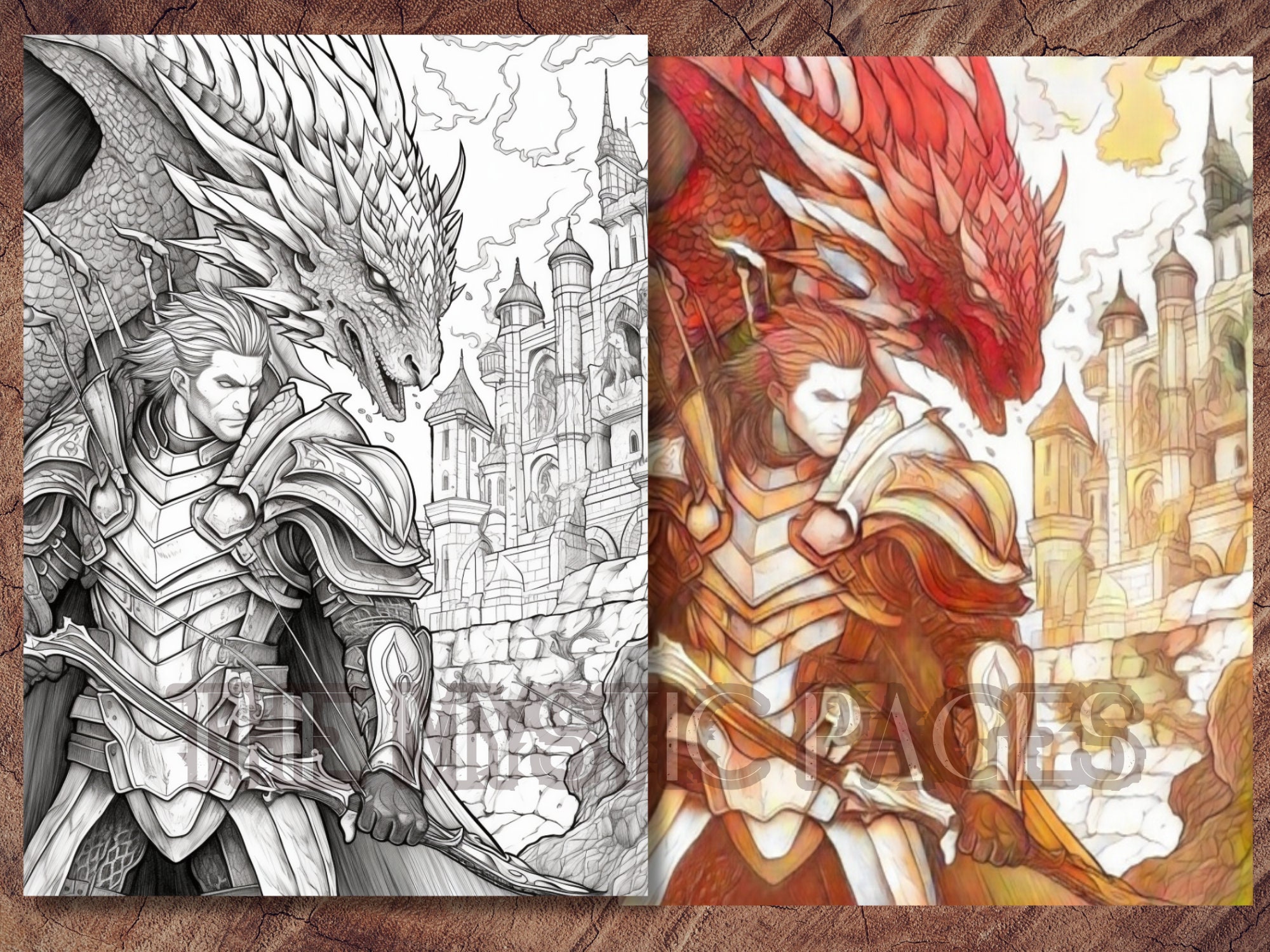 45 Druid and Rangers Fantasy Coloring Page Book, Dragon Coloring, Gift ...