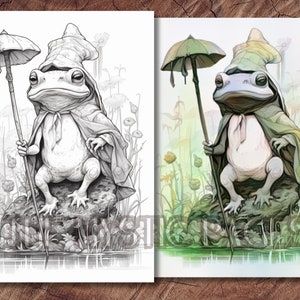 40 Wizard Frogs Coloring Pages Book, Druid Coloring, Fantasy Frog, Gift ...