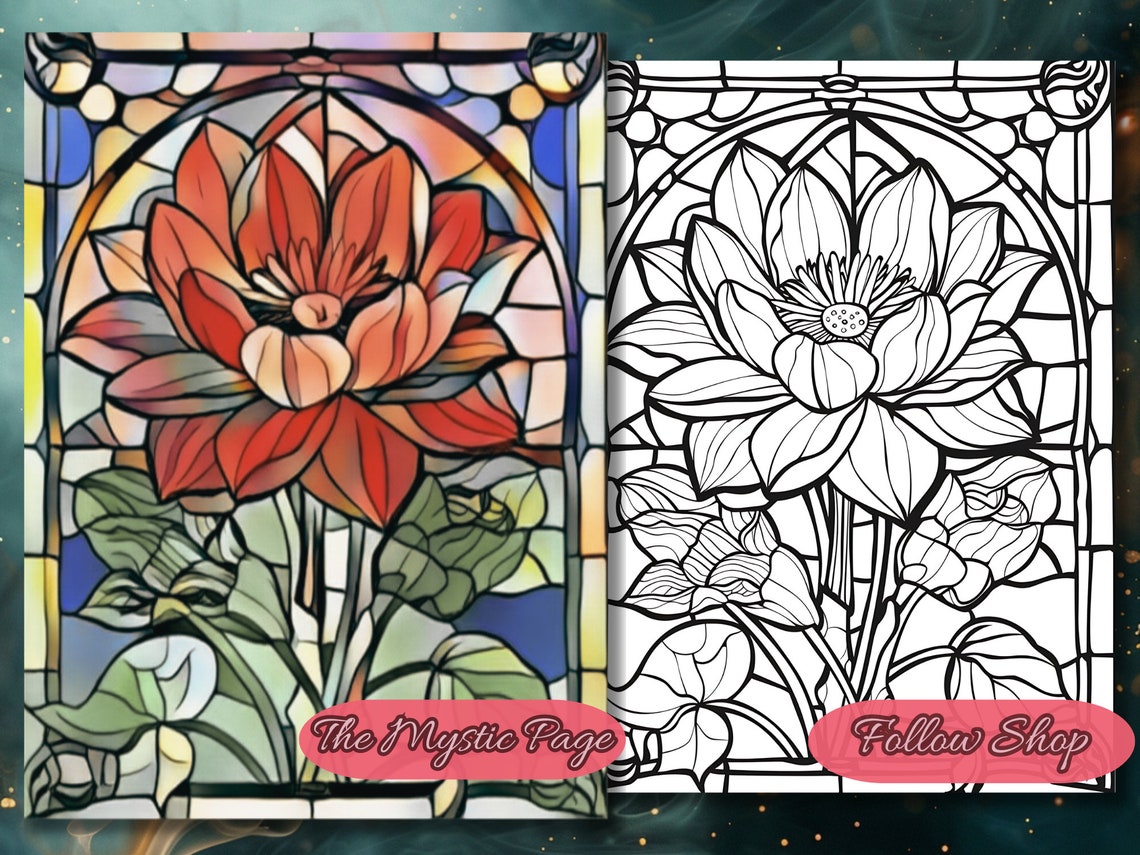 21 Stained Glass Lotus Flowers Coloring Pages - Adult+kid Coloring Book ...