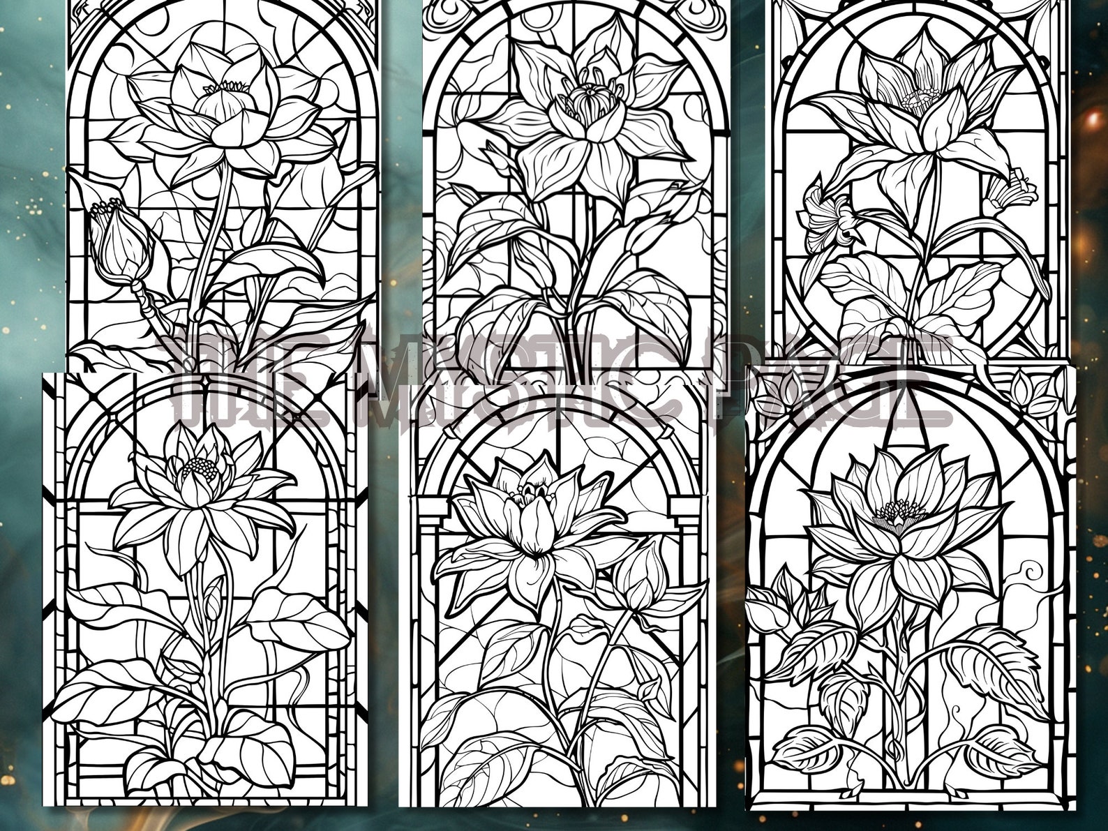 21 Stained Glass Lotus Flowers Coloring Pages - Adult+kid Coloring Book ...