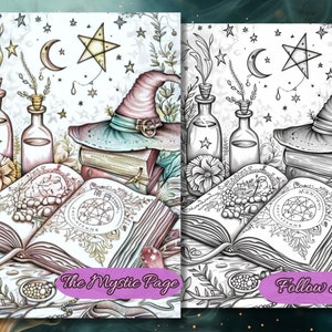36 Magical Spellbook Coloring Pages - Adult and Kids Coloring Book ...