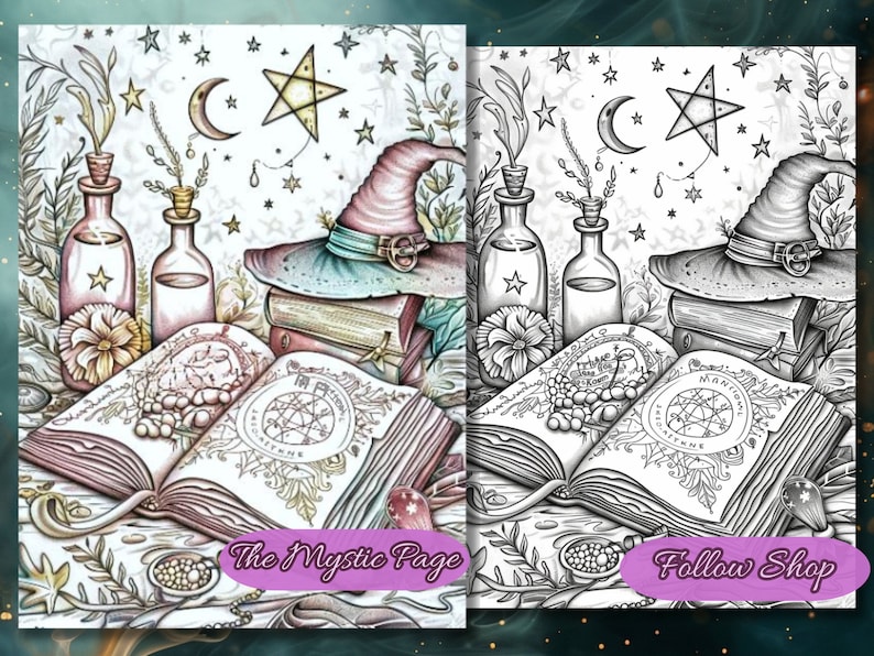36 Magical Spellbook Coloring Pages - Adult and Kids Coloring Book ...