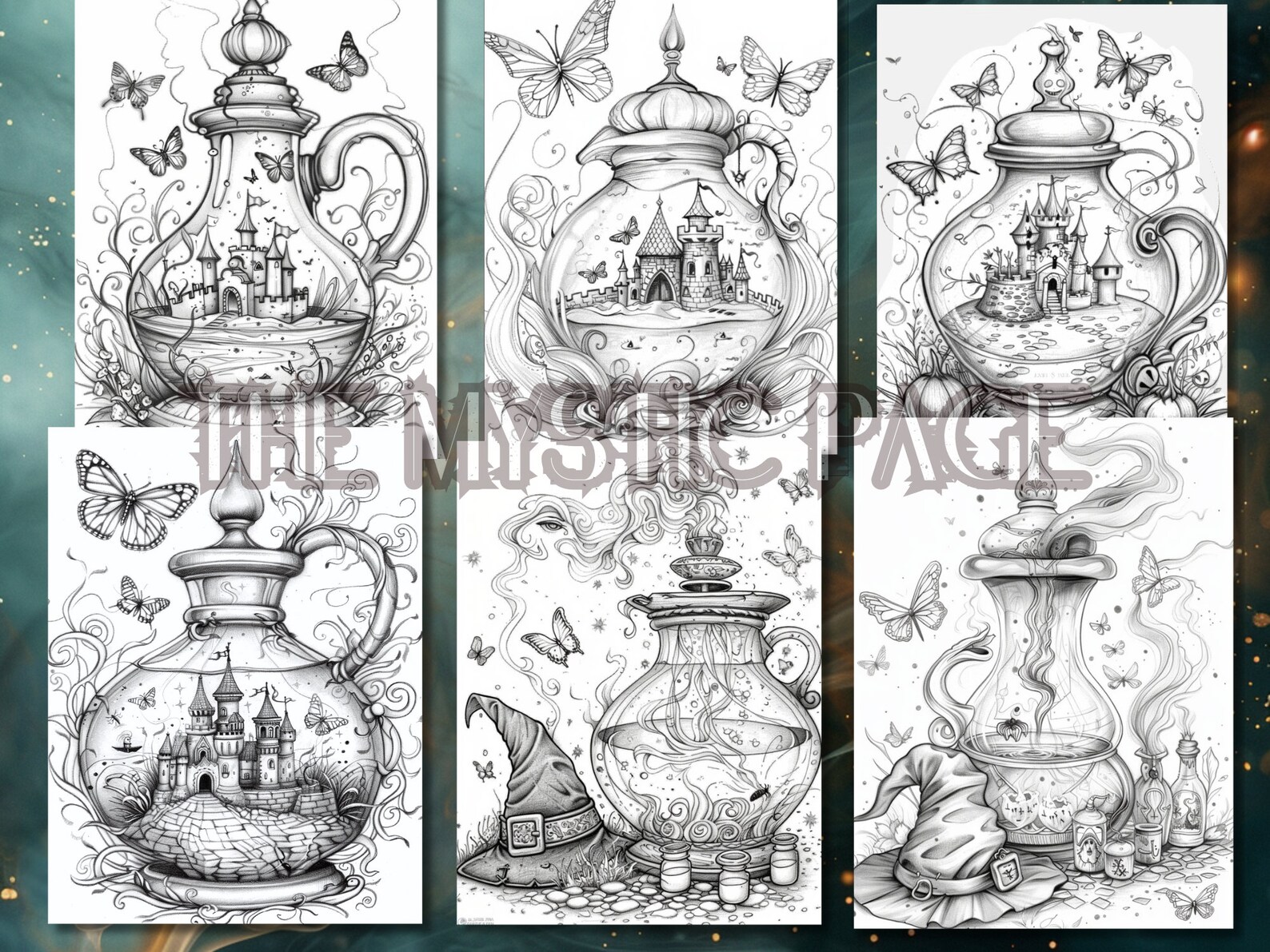 55 Magical Potion Coloring Pages- Adult+kids Coloring Book, Sheets ...