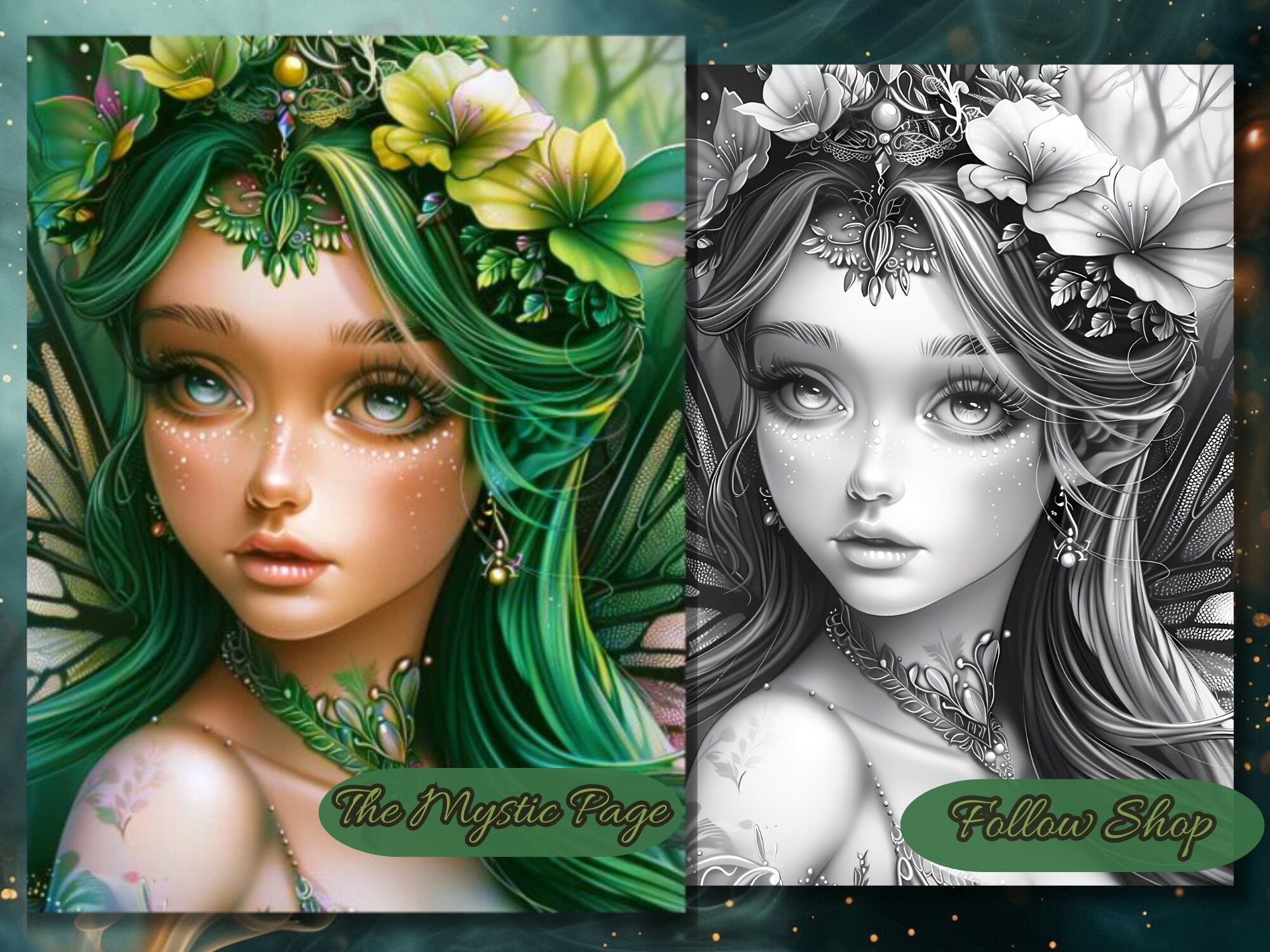 26 Cute Forest Fairy Coloring Pages, Adult+kids, Grayscale Coloring ...