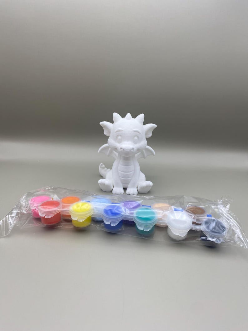 Paintable Cute Friendly Dragon Figurine Art Craft Activity DIY Kit ...