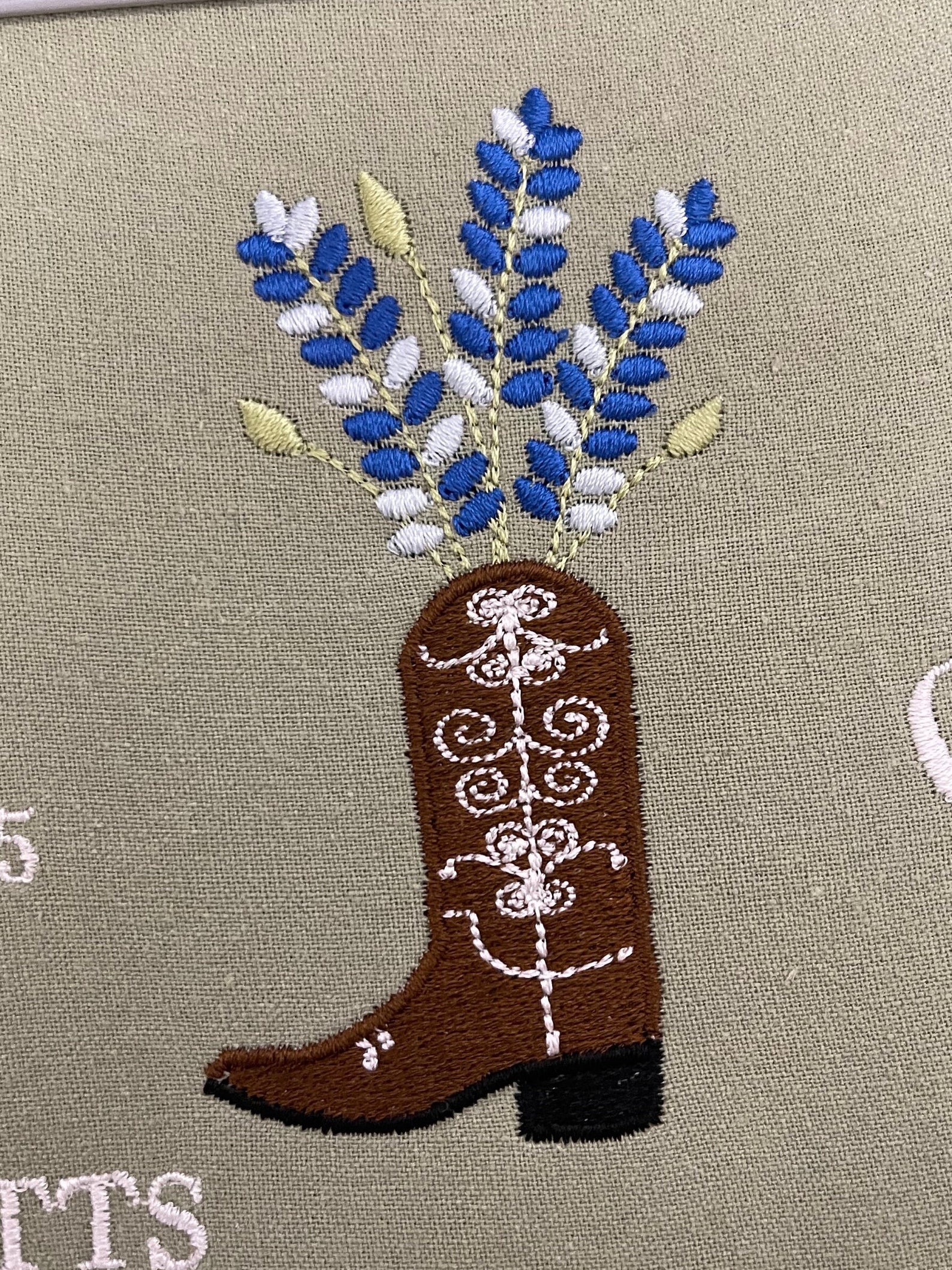Bluebonnet Cowboy Boot Embroidery Design - Etsy