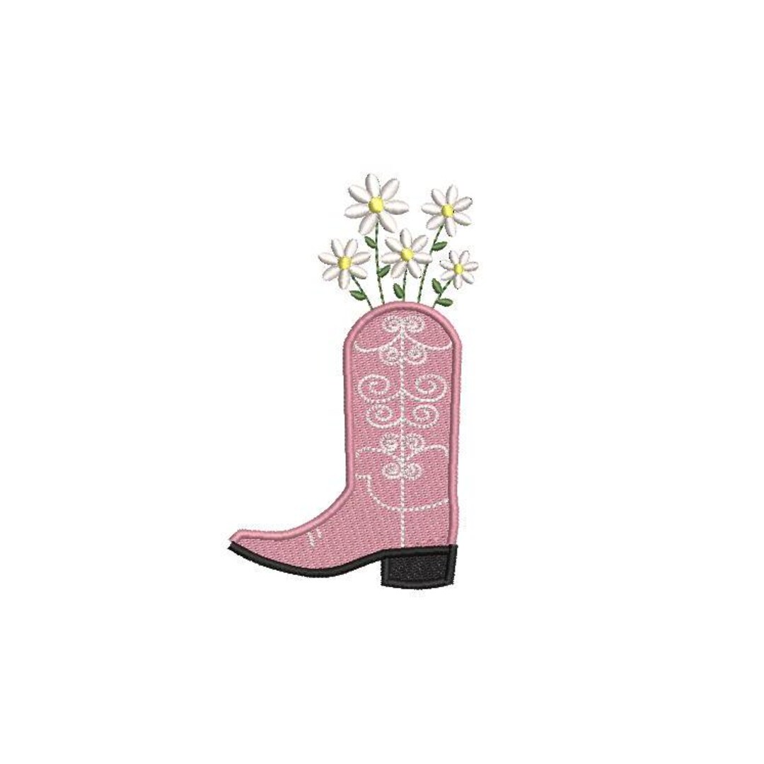 DAISY COWBOY BOOT Embroidery Design - Etsy