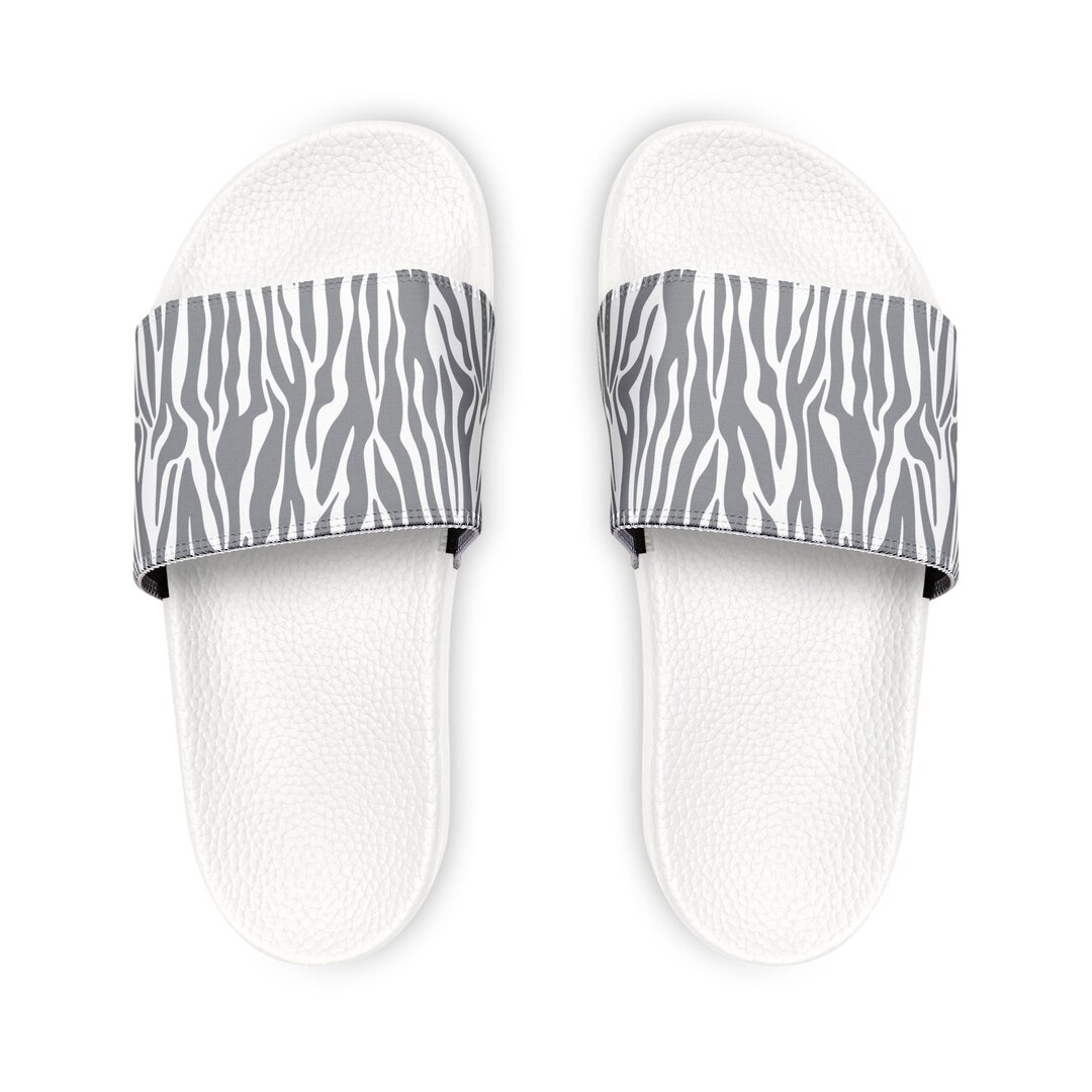 Gray Zebra Print Custom Slides, Summer Slides, Slides, Pool, Beach ...
