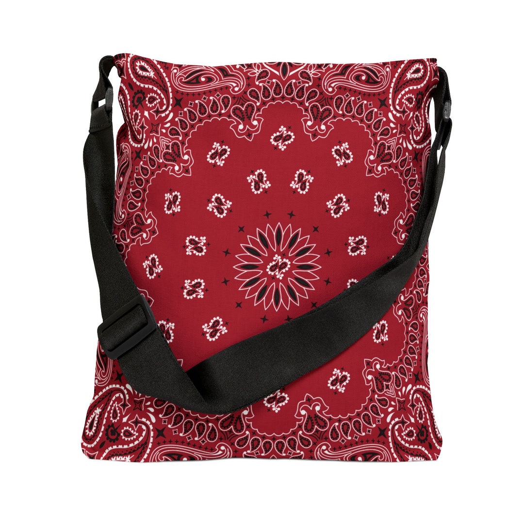 Red Bandana Adjustable Tote Bag, School Tote Bag, Book Bag, Commuter ...