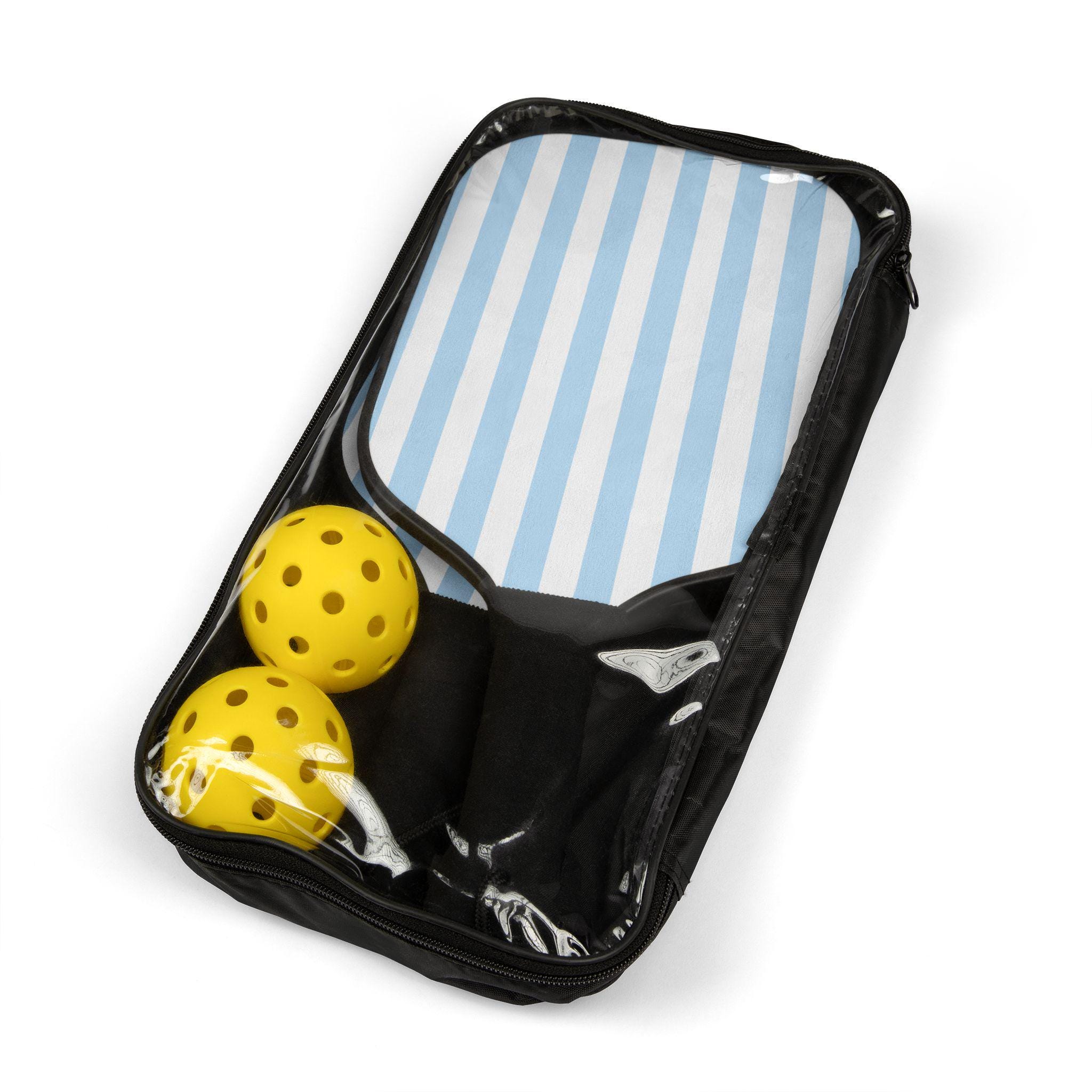 Light Blue Striped Custom Pickleball Set, Pickleball Paddle, Pickleball ...