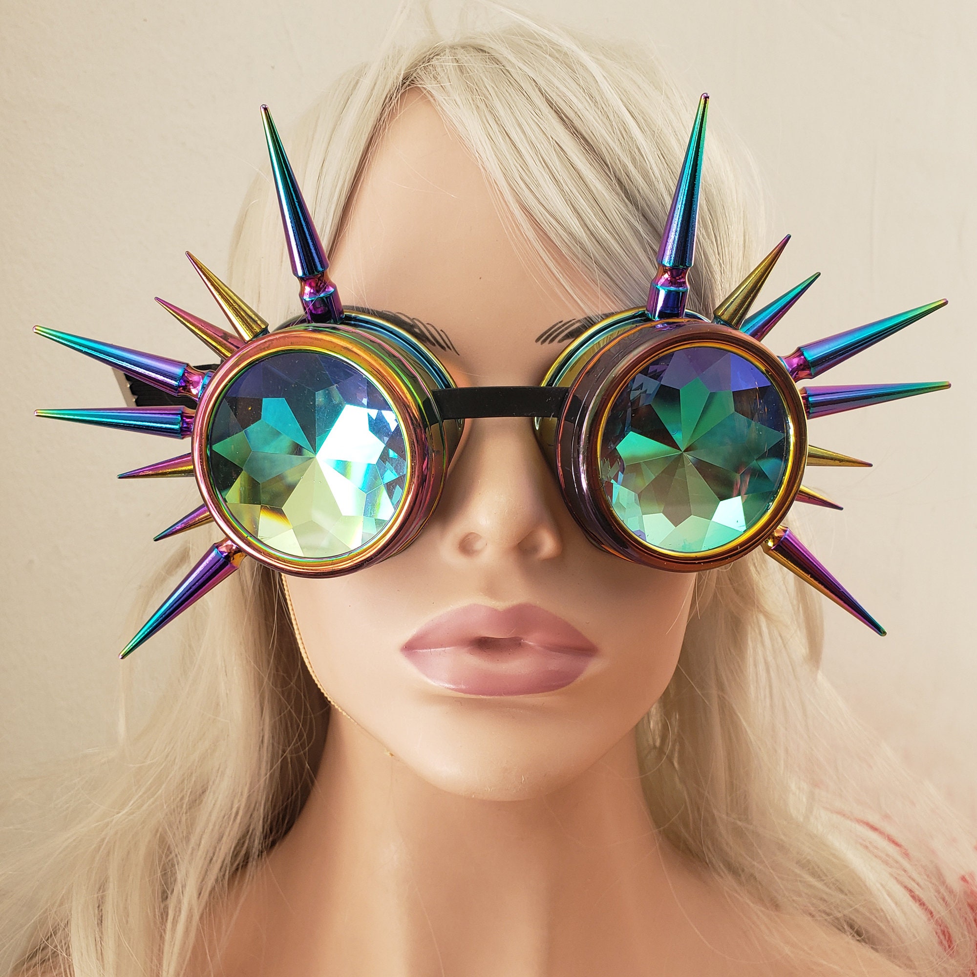 Rainbow Spike Steampunk Goggles,festival Kaleidoscope Lens Goggles ...