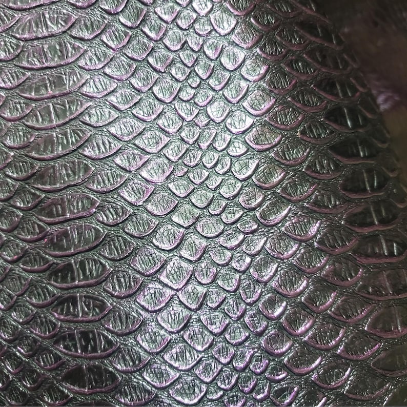 Black Dragon Scale Skin PU Leather 3D Embossed Snakeskin Crafting Faux ...