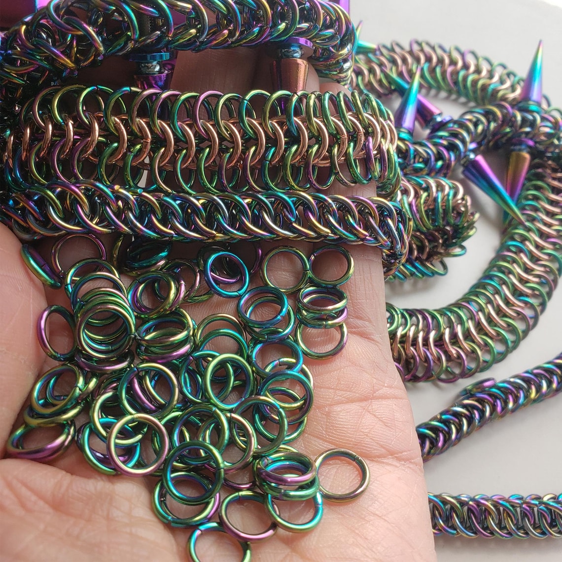 14-guage Rainbow Stainless Steel Chainmail Jump Rings for Jewelry ...