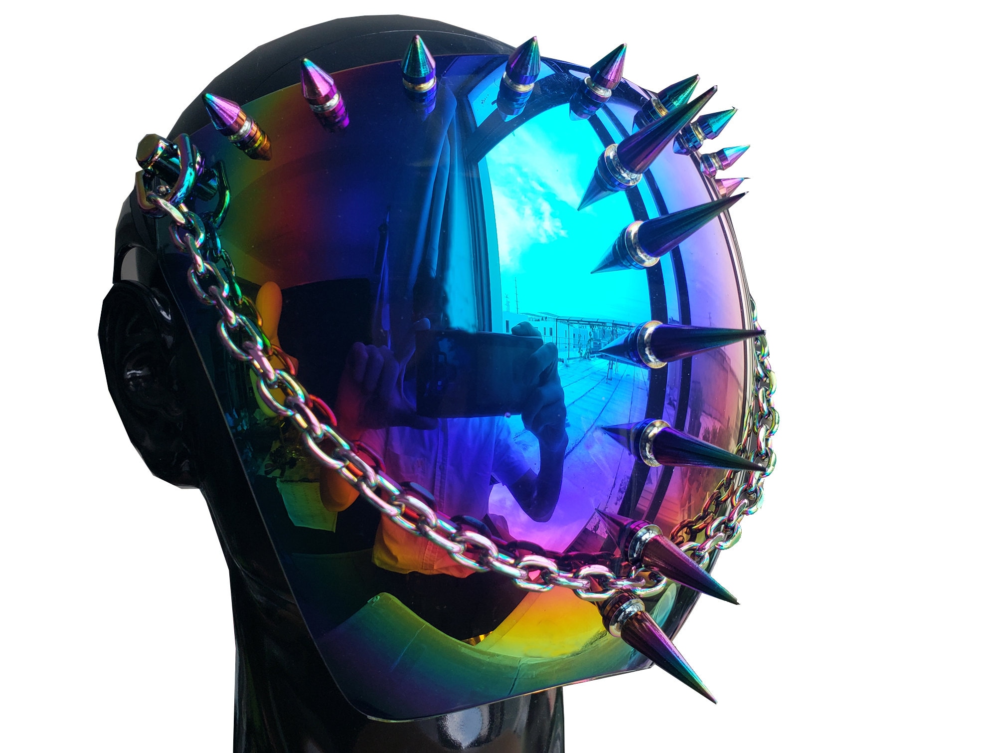Burning Man Rainbow Spike Steampunk Full Face Goggles,festival Party ...