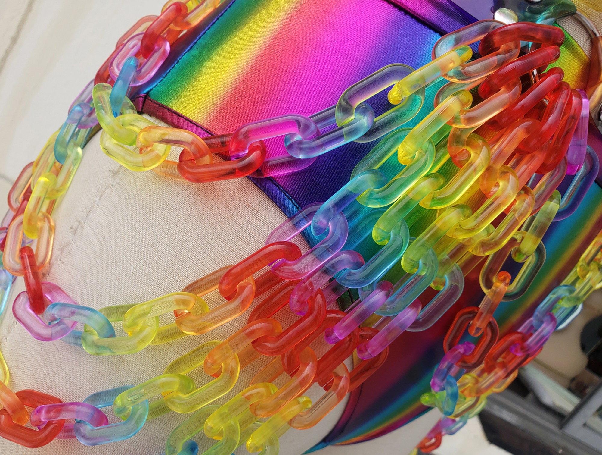 Rainbow Chain Body Harness,music Fetival Outfits,rave Clothing Wear ...