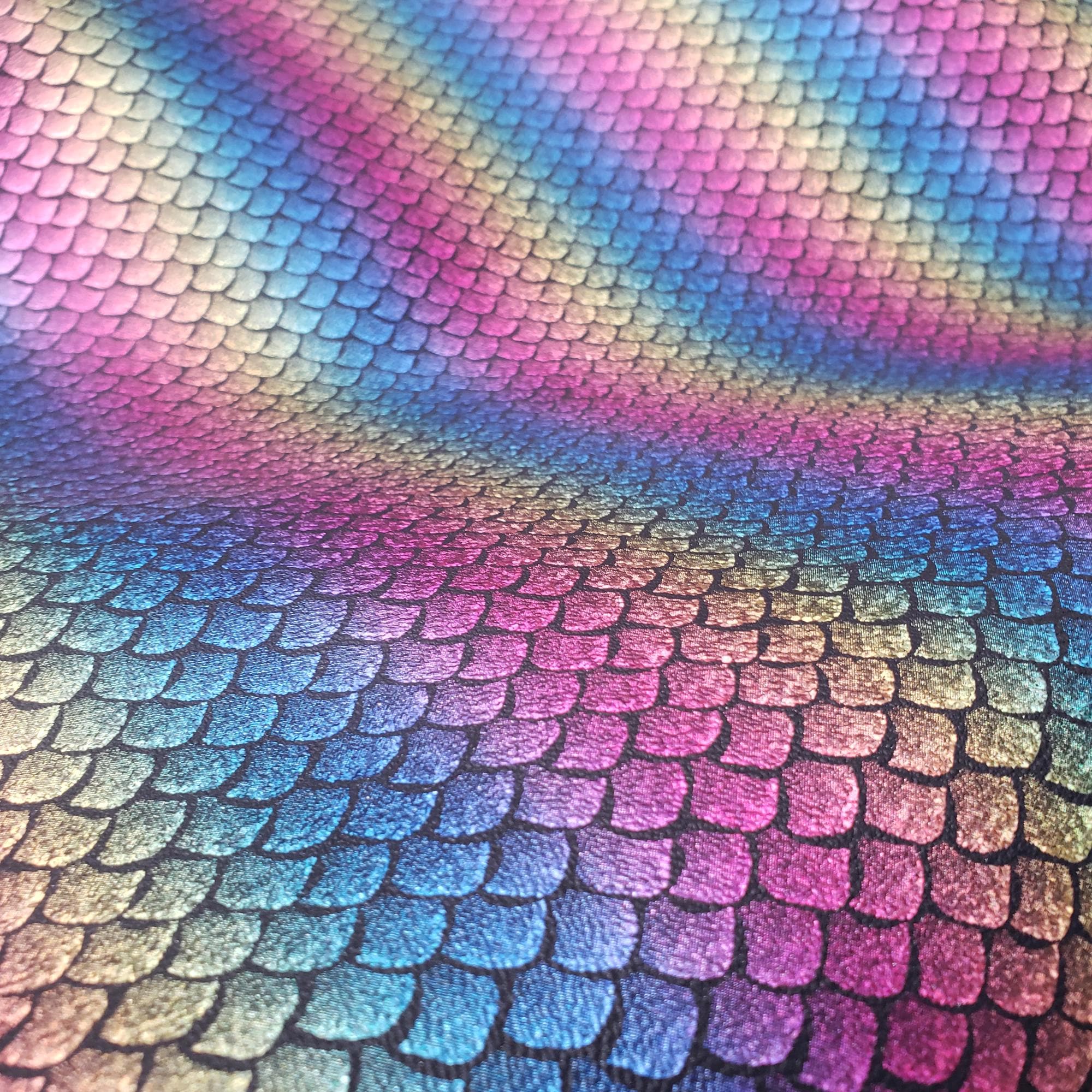 Rainbow Retro Dragon Scale Skin PU Leather Mermaid Scale Faux Leather ...