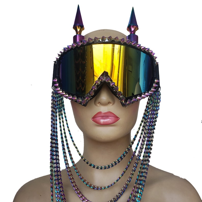 Burning Man Rainbow Spike Rave Goggles, Duchess Ski Goggles,musical ...