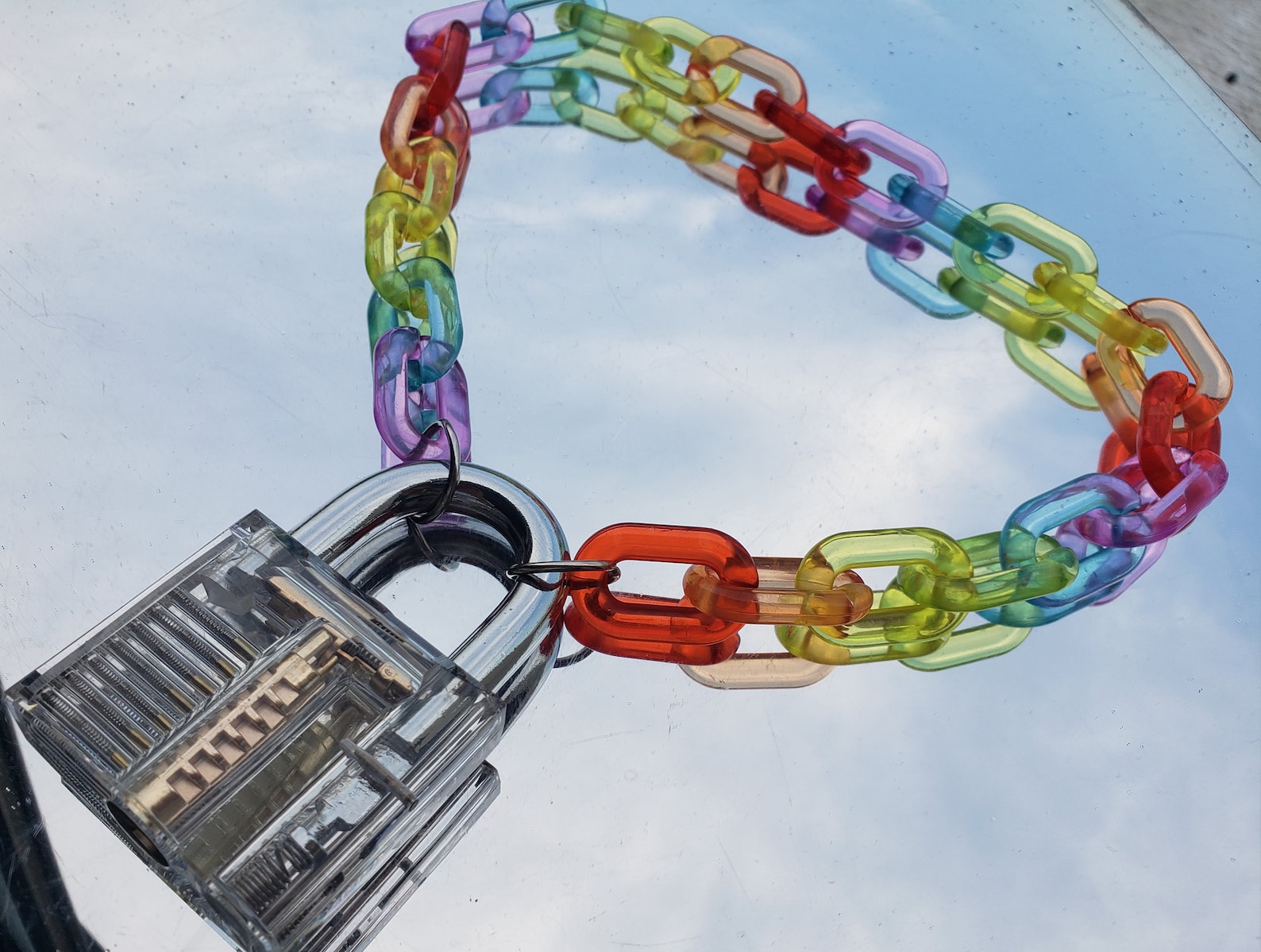 Rainbow Acrylic Chain Padlock Necklacelgbt Pride Women Men - Etsy
