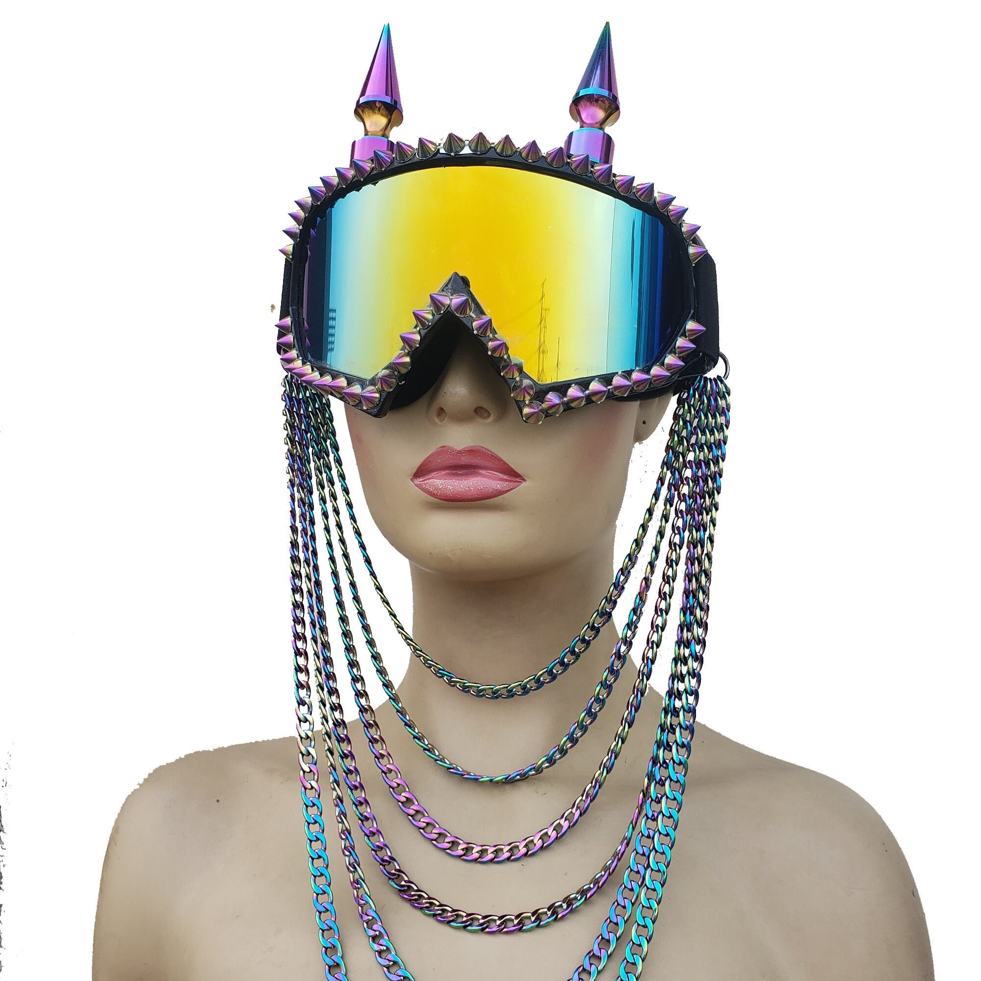 Burning Man Rainbow Spike Rave Goggles, Duchess Ski Goggles,musical ...