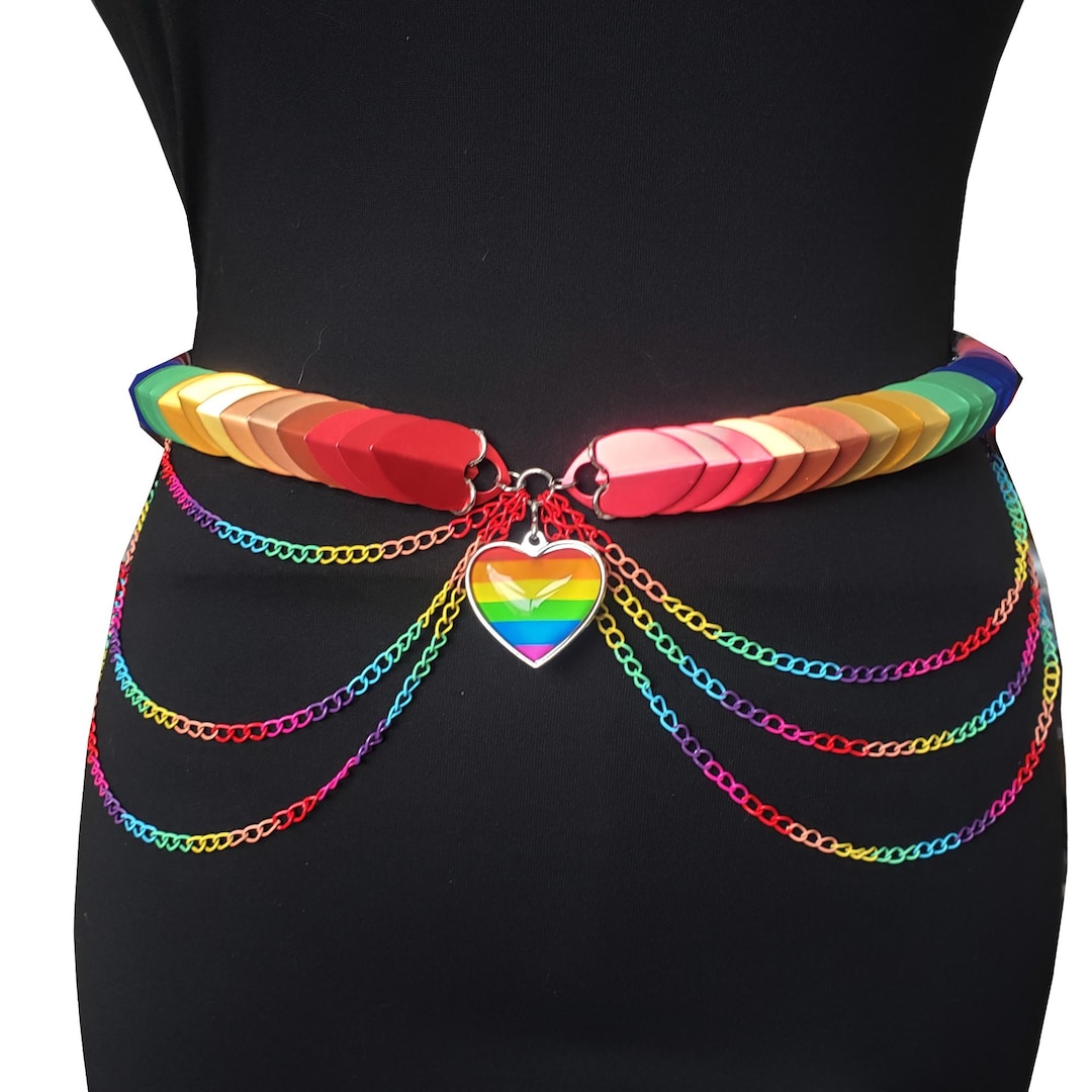 Festival Rave Outfit, LGBTQ Pride Flag Chain Belt ,buning Man Rainbow ...