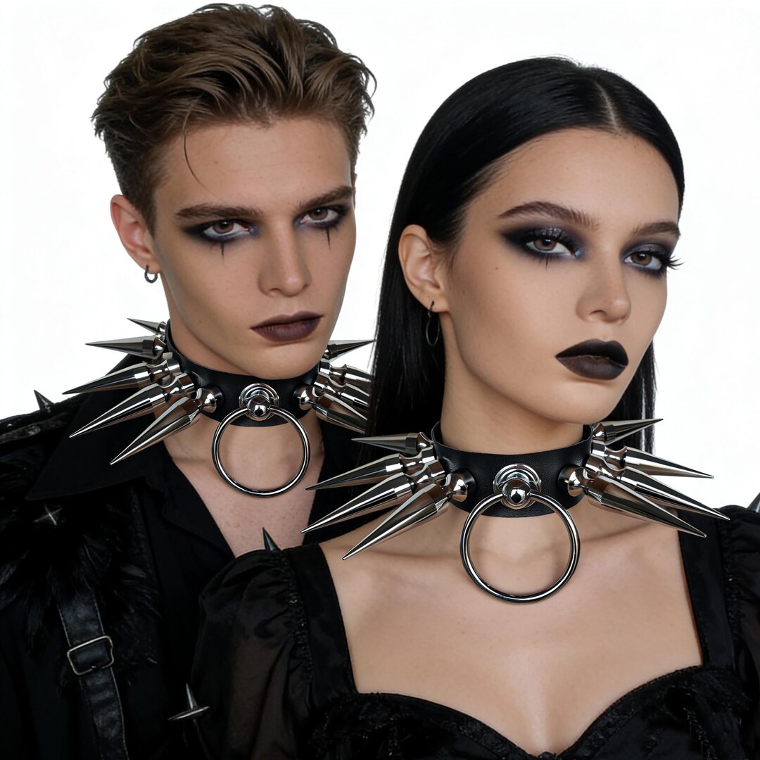 Giant Spiked Gothic Choker,punk Rock Alt O Ring Collar Necklace Couple ...