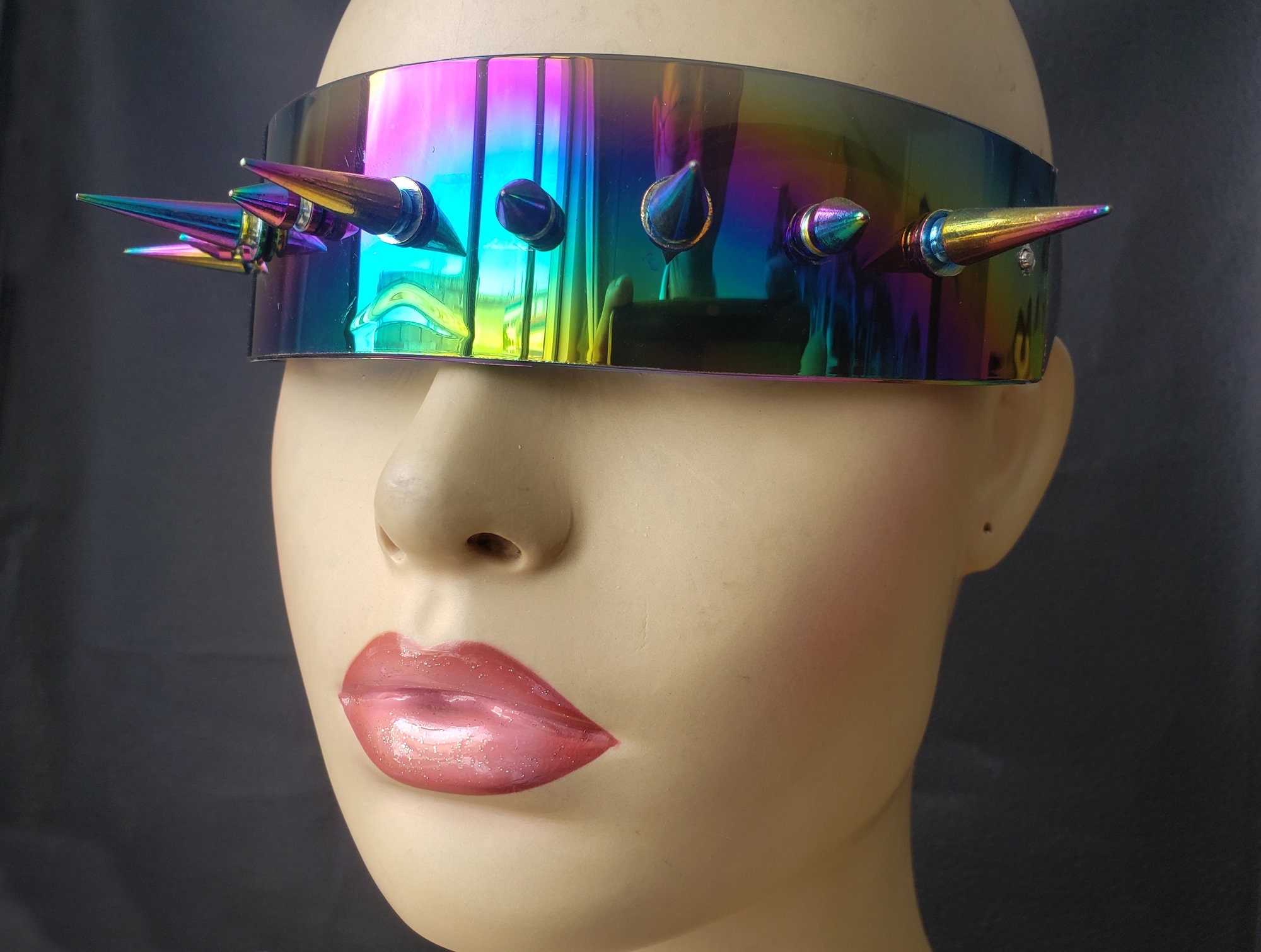 Burning Man Rainbow Spiked Cyberpunk Goggles,rave Festival Goggles ...