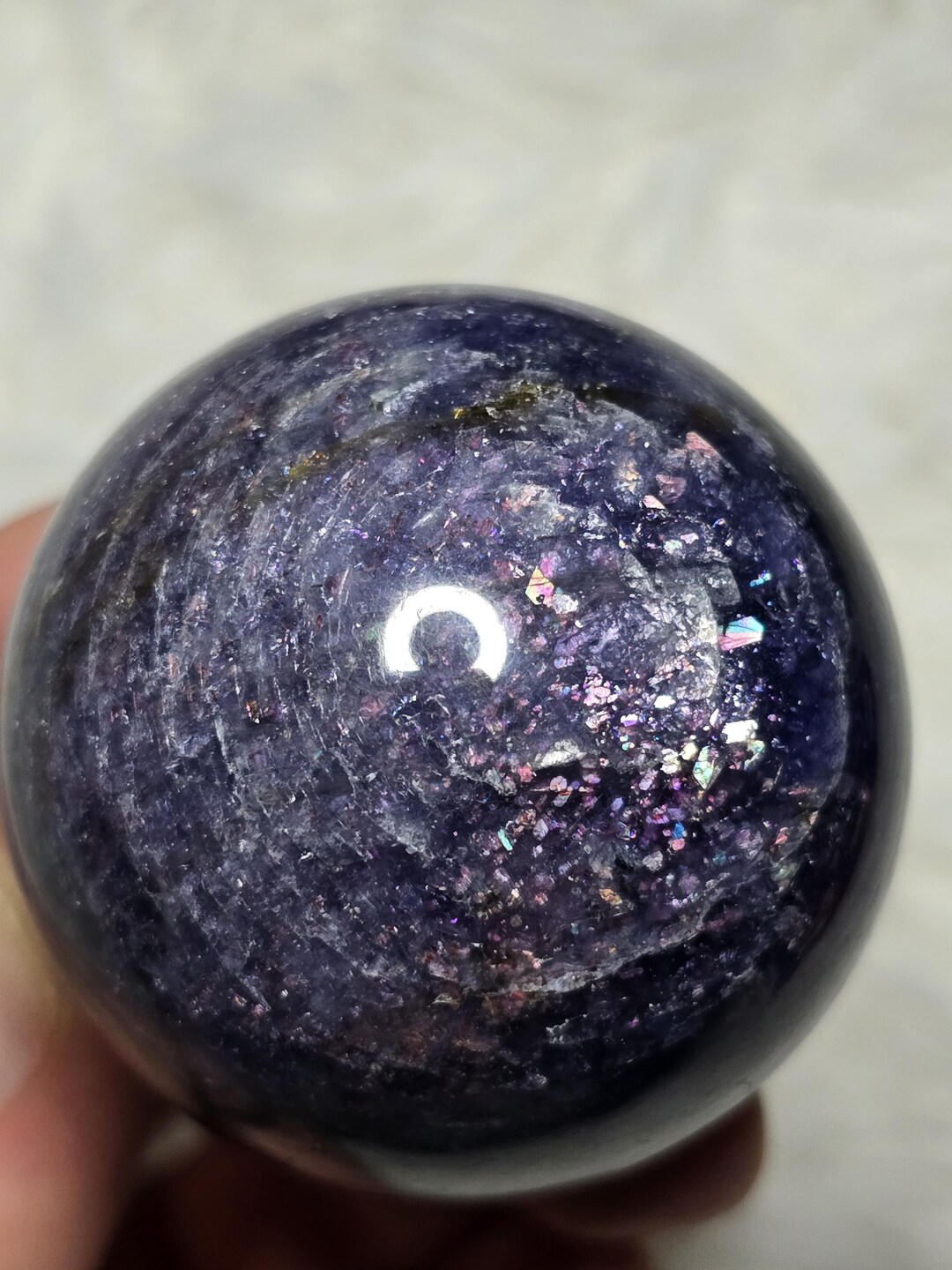 RARE Bloodshot Iolite Sphere 46mm - Lolite Ultra Rare Rainbow Sunstone ...
