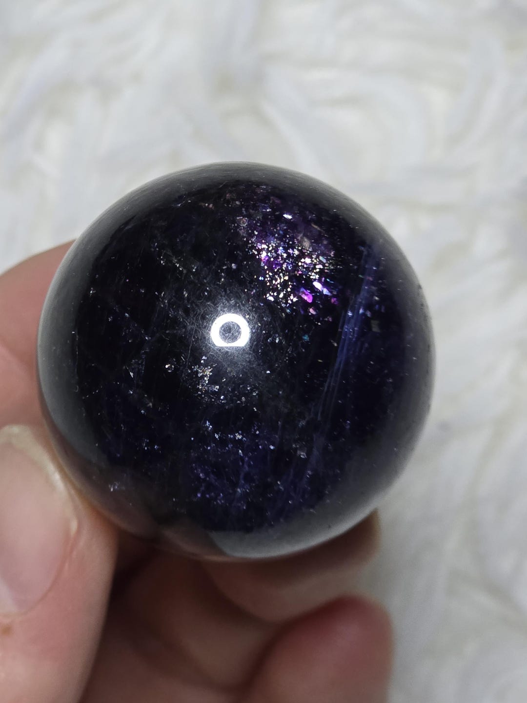 RARE Bloodshot Iolite Sphere 34mm - Lolite Ultra Rare Rainbow Sunstone Flash - Water Sapphire ...