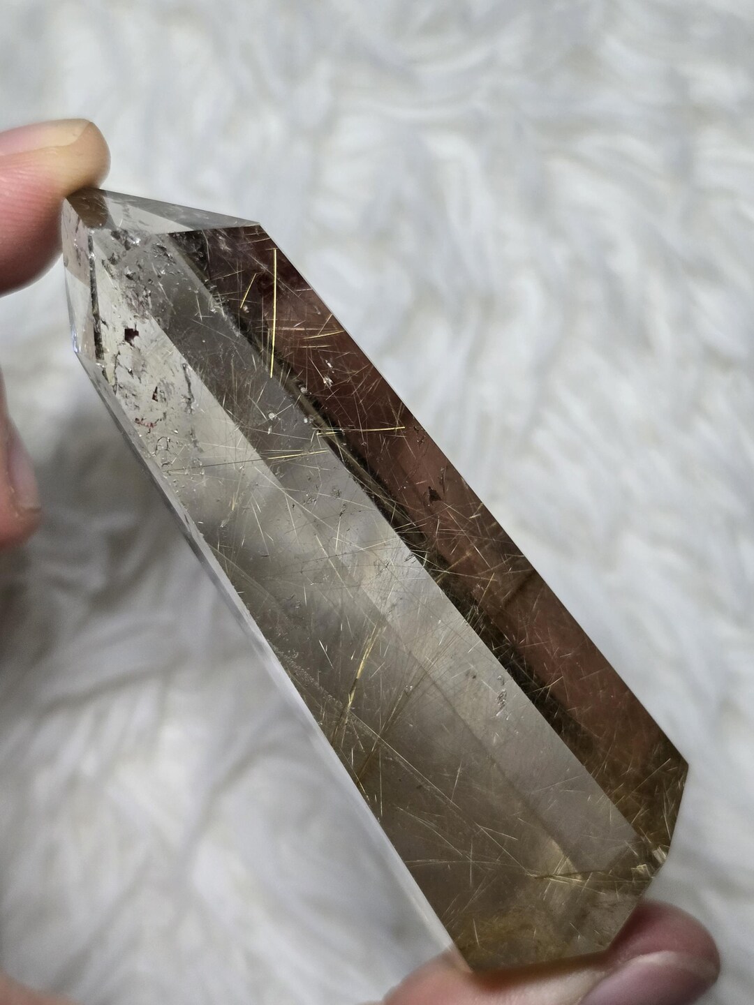 Smoky Quartz and Golden Rutile Gem Cut Freeform, Chunky Size, Stunning ...