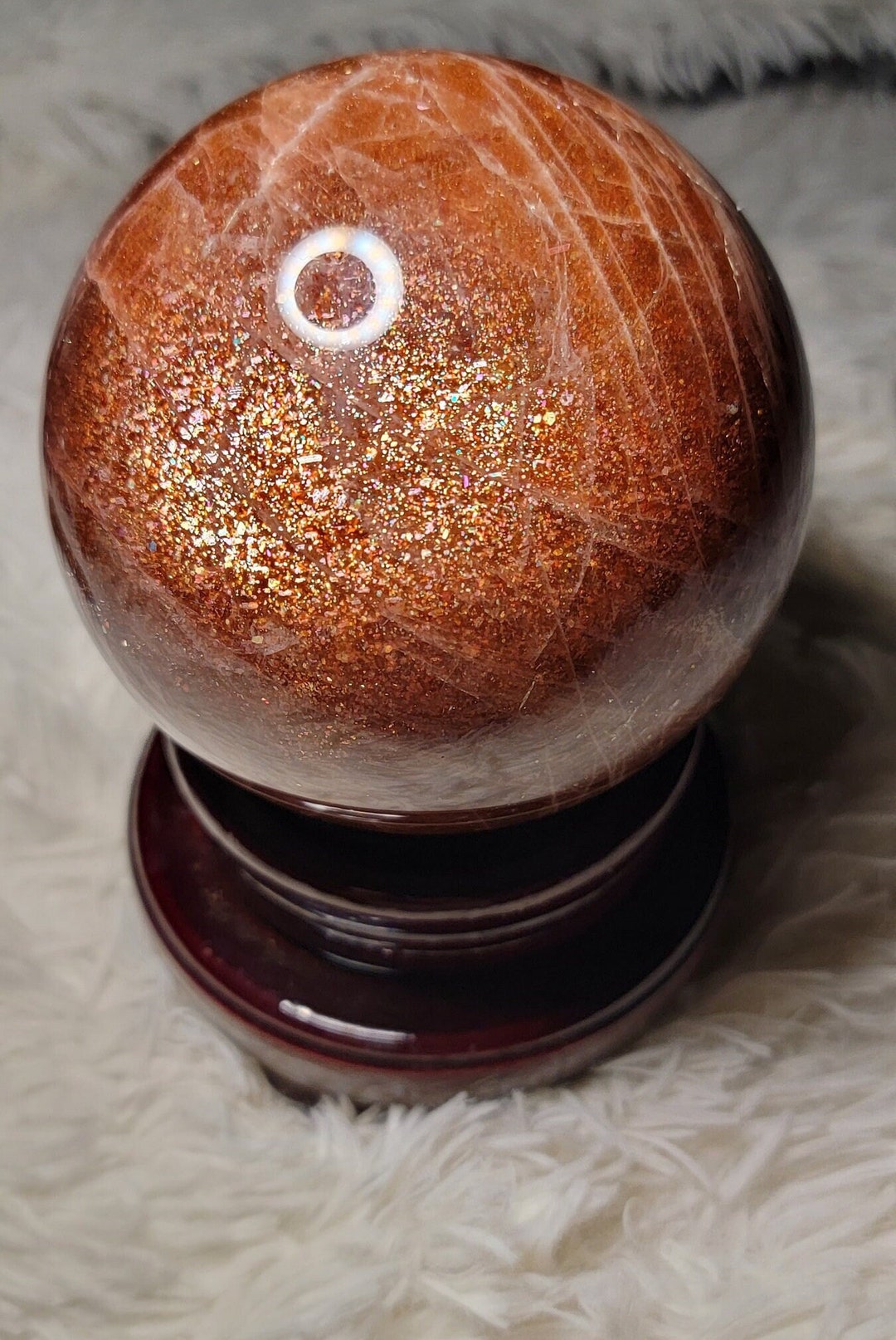 LARGE Arusha Sunstone Sphere 105mm Size With Chunky Rainbow Flash ...