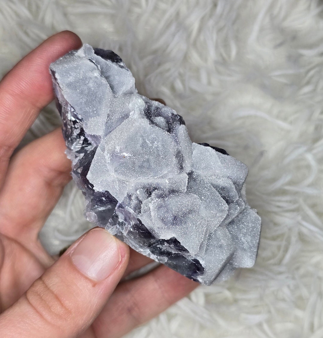 Sugar Fluorite on Matrix, Cubic Shape, Lavender Color, Fine Sugar Druzy ...