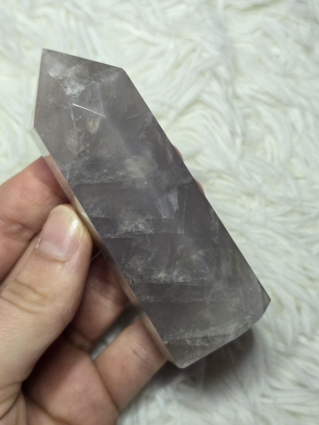 RARE Blue Rose Quartz Tower With Rainbow Flash, 4 Inch Self Standing ...