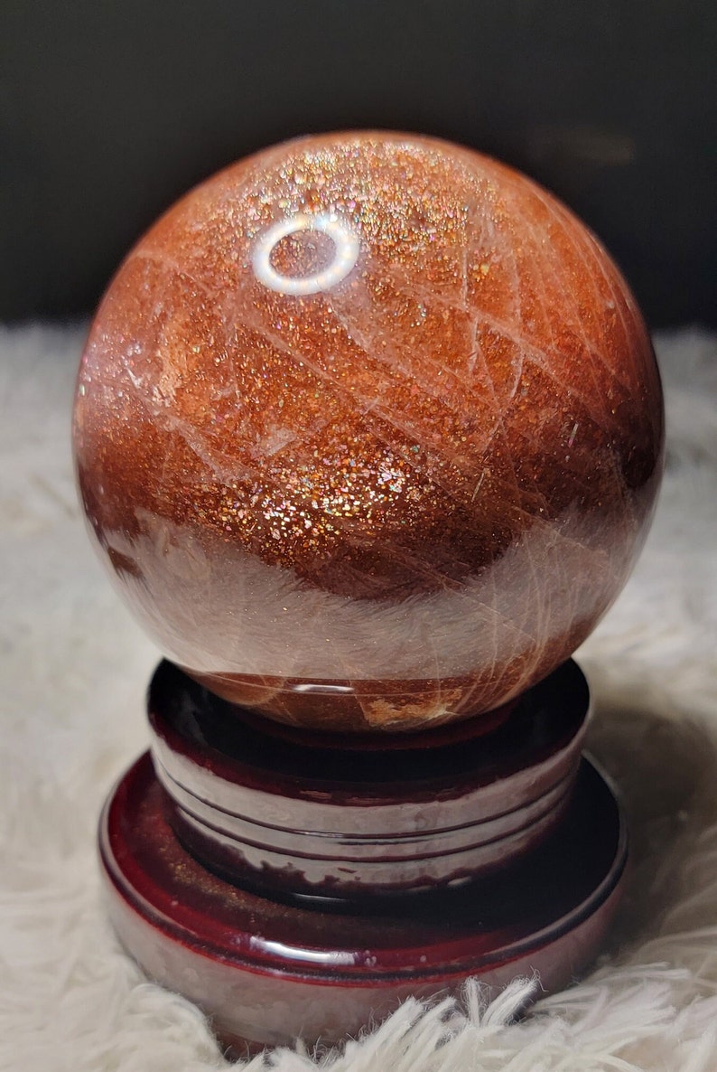 LARGE Arusha Sunstone Sphere 105mm Size With Chunky Rainbow Flash ...