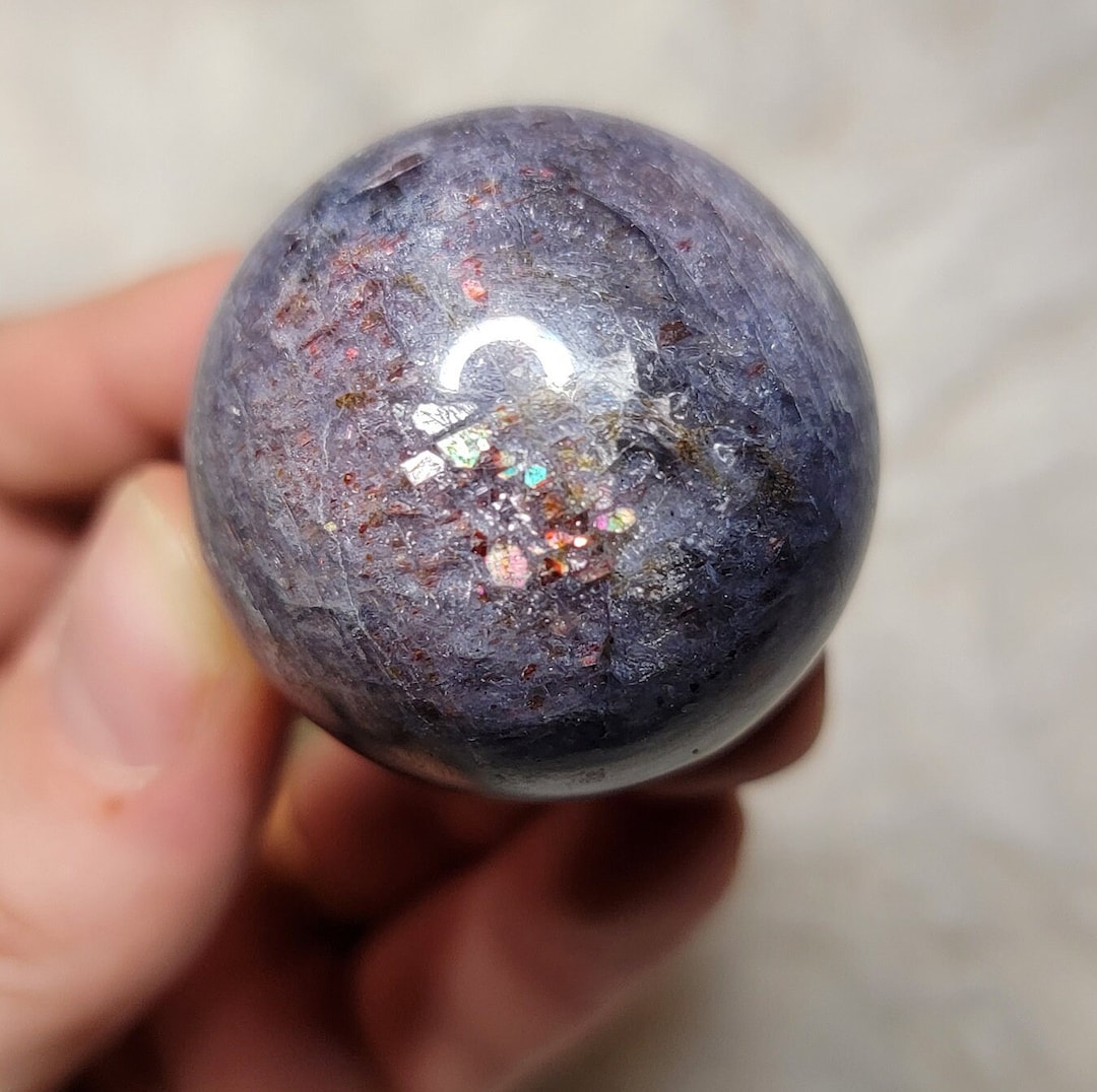 RARE Bloodshot Iolite Sphere 35mm Lolite Ultra Rare Rainbow - Etsy