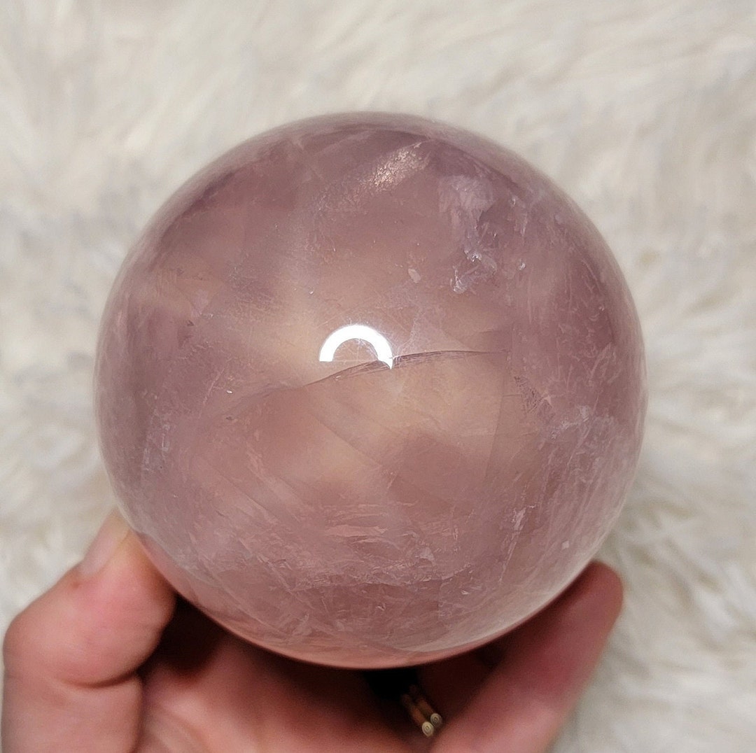 STAR ROSE QUARTZ - Rainbow Gemmy Rose Quartz Sphere 74mm Large Size ...