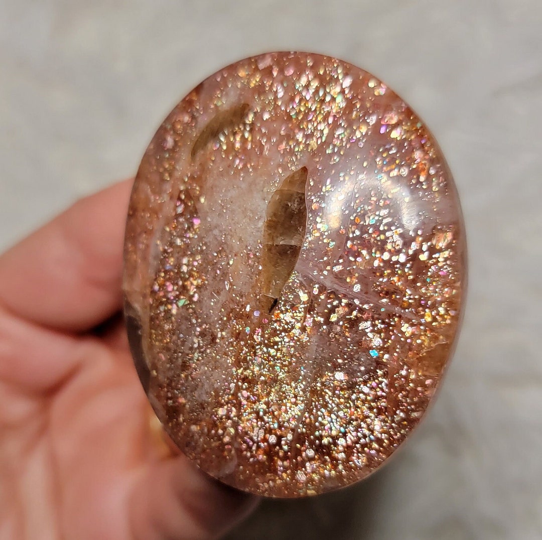 HIGH QUALITY Arusha Sunstone Moonstone Palm With Rainbow Flash on Both ...