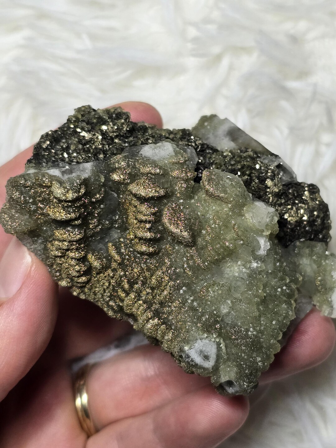 RARE Pyrite on Calcite, Mushroom Step Shapes, Glitter Inclusions ...