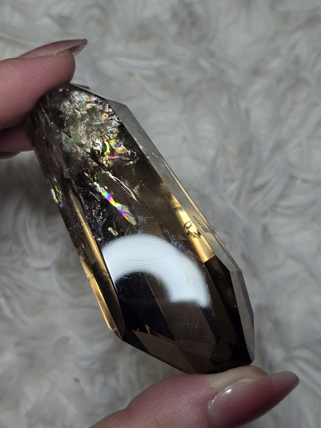 Smoky Quartz Gem Cut Freeform With Rainbows, 4inch Smoky Quartz Crystal ...