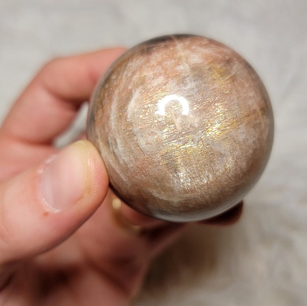 Golden Sunstone and Moonstone Sphere 45mm Size Golden Rainbow Flash ...