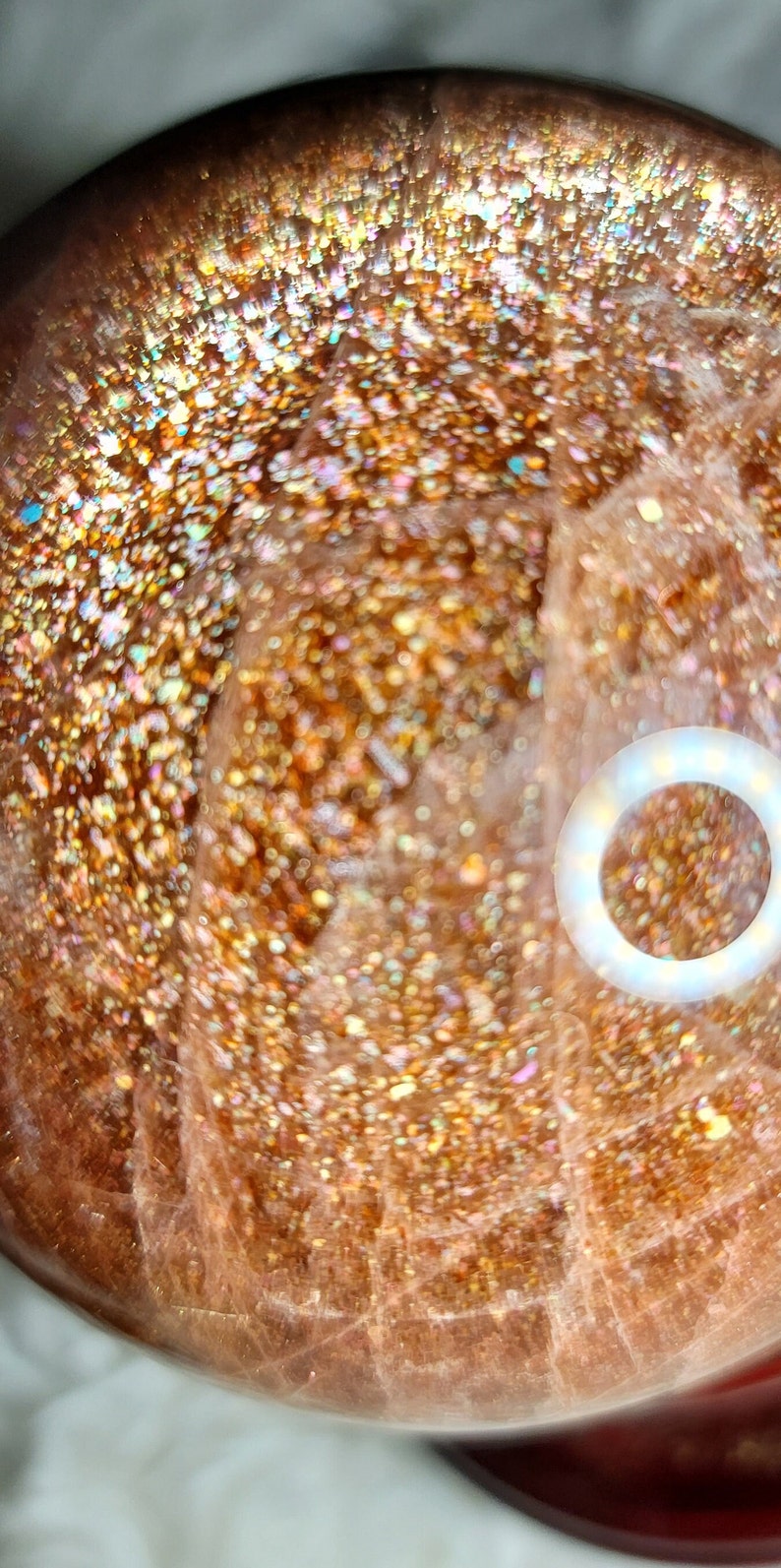 LARGE Arusha Sunstone Sphere 105mm Size With Chunky Rainbow Flash ...