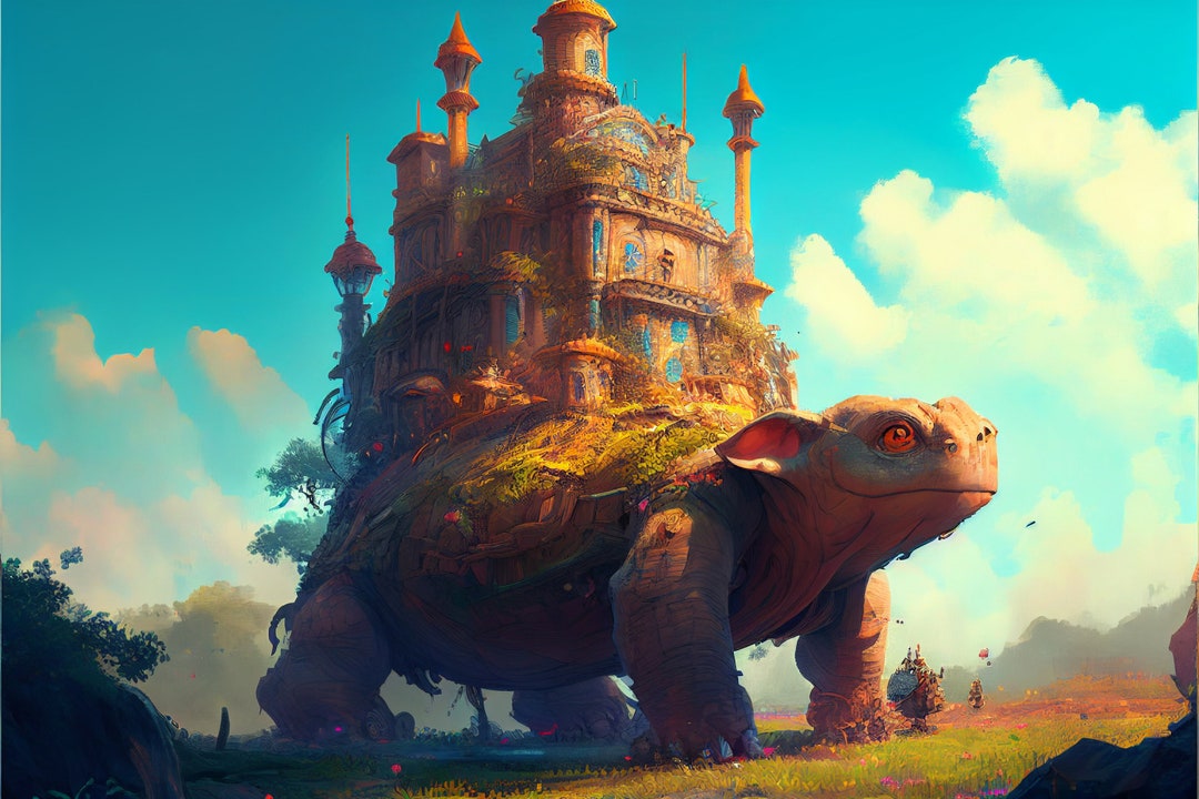 Fictional Turtle With House on Its Back Digital Wallpaper - Etsy
