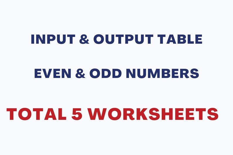 Grade 2 Math Input And Output Table Even Numbers And Odd Etsy