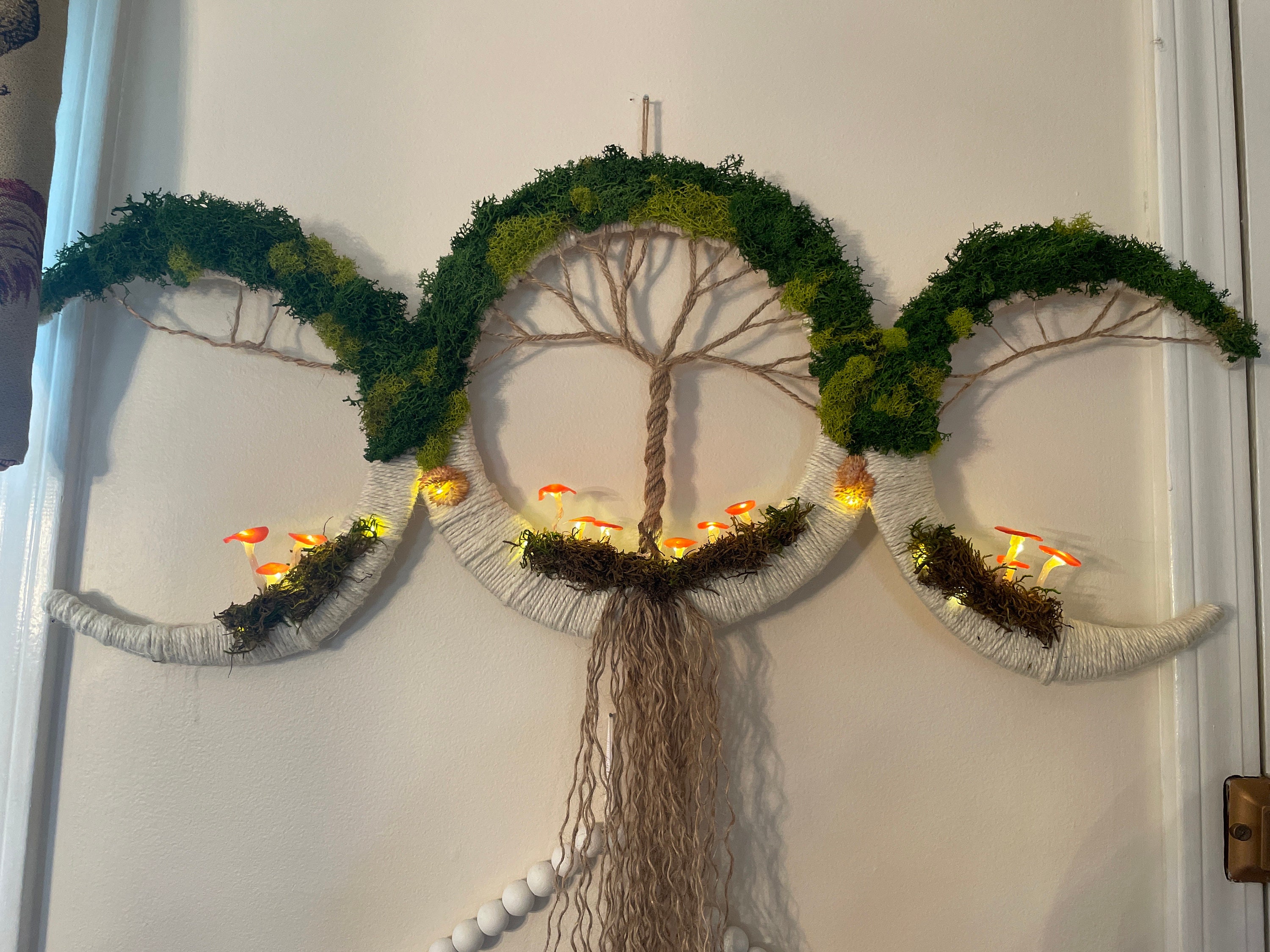 Triple Moon Tree of Life Lighted Mushrooms Cottage Core - Etsy