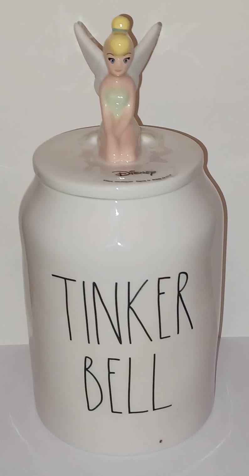Disney's Rae Dunn Tinker Bell Ceramic Cookie Jar Slightly Damaged and ...