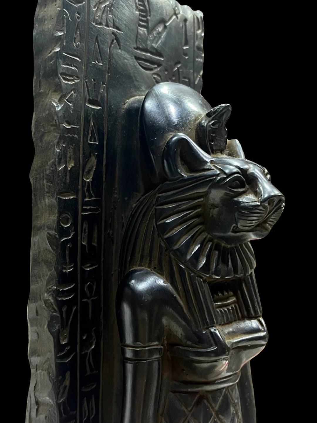 Ancient Egyptian Sekhmet Goddess of War Statue Heavy Black Stone ...