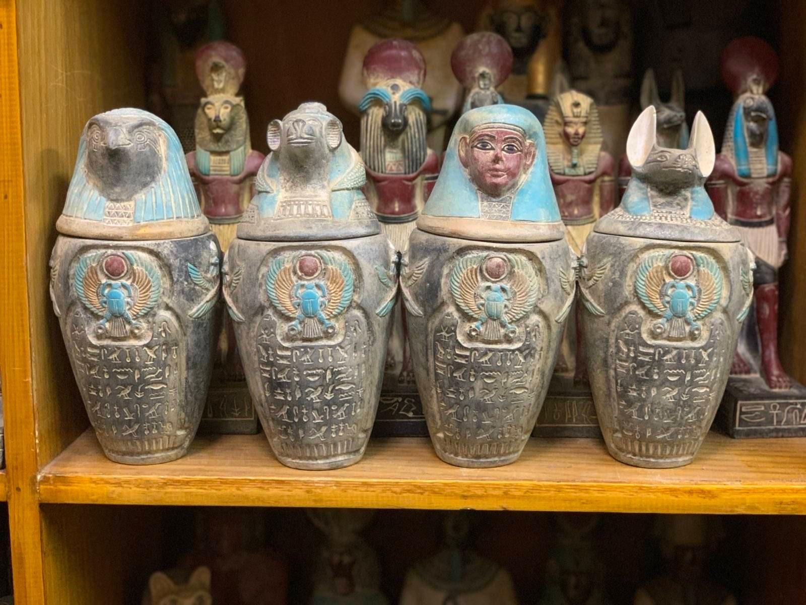 Canopic Jars sons of Horus Jars for Mummification Handmade Egyptian ...