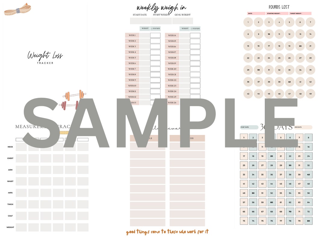 PRINTABLE Weight Loss Tracker Journal Planner PDF Download - Etsy